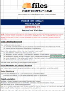 Project Cost Estimate-Worksheet And Template - Construction Files