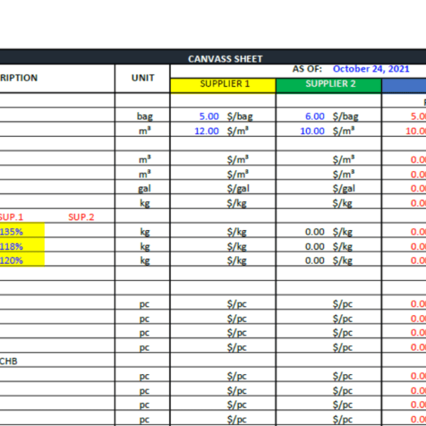 Material Canvas Sheet - Construction Files