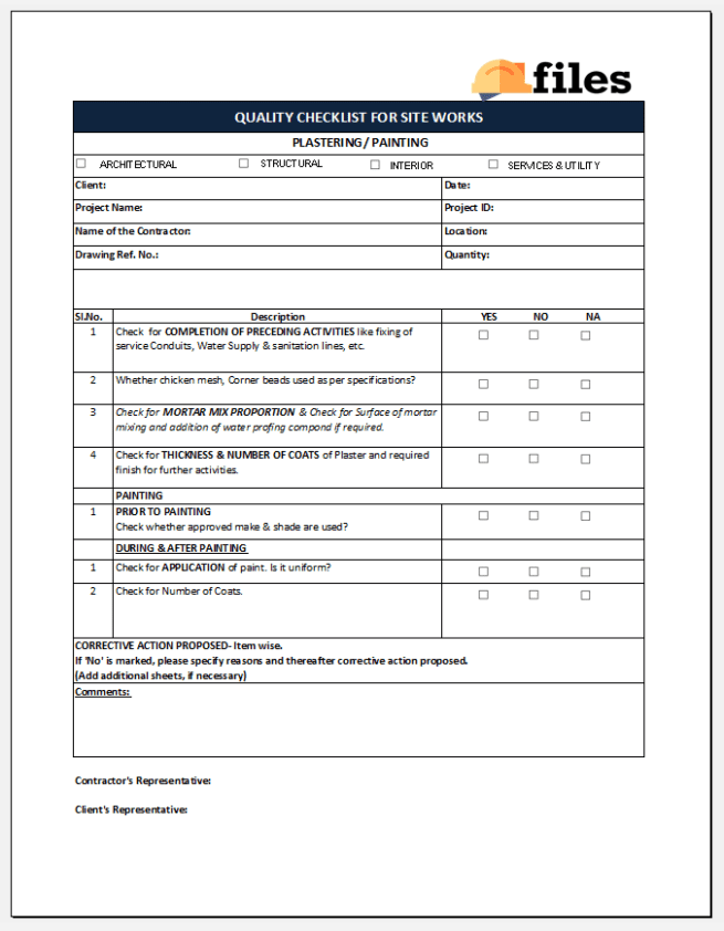 Quality Checklist - Plastering And Painting - Construction Files