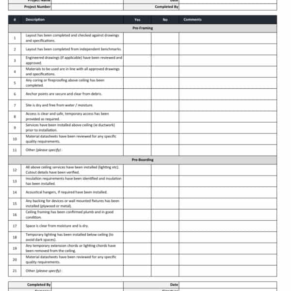 QAQC Checklist - Drywall Ceilings - Construction Files