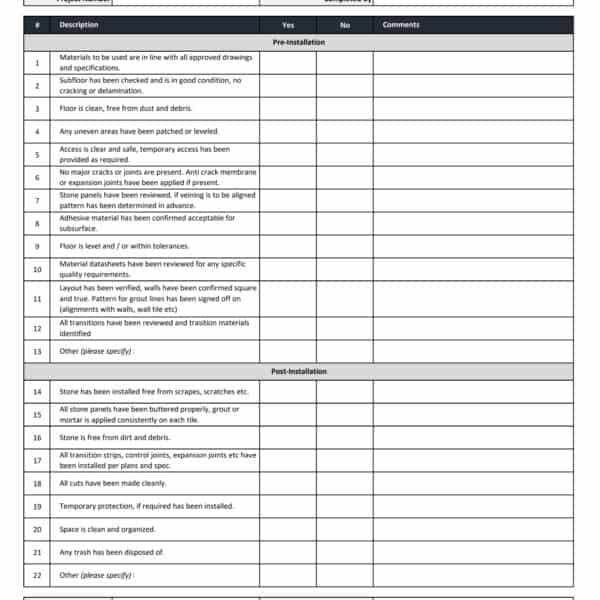 QAQC Checklist - Stone Flooring - Construction Files