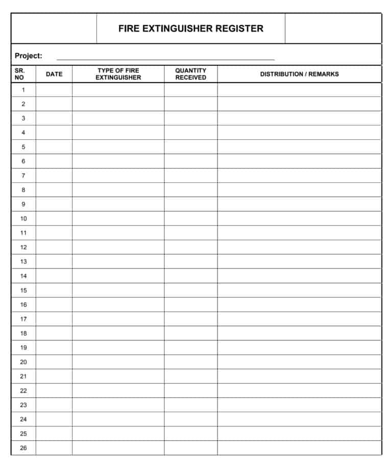 Fire Extinguisher Tracking Log - Construction Files