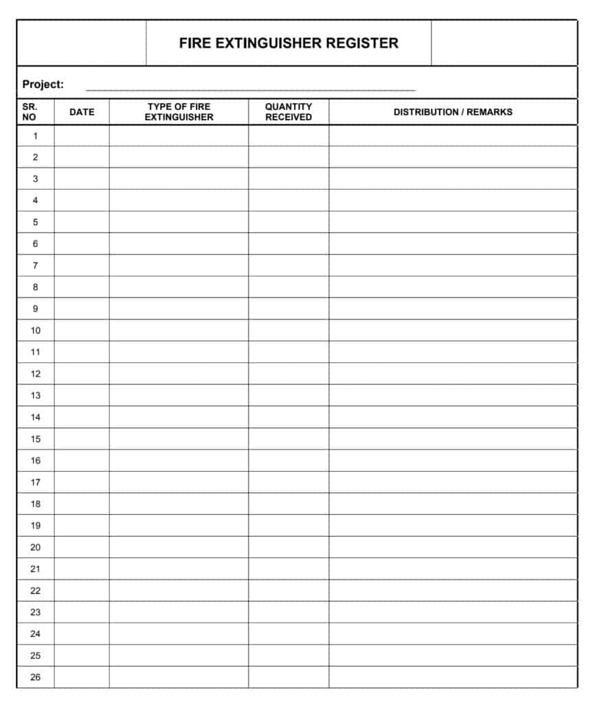 Fire Extinguisher Tracking Log - Construction Files