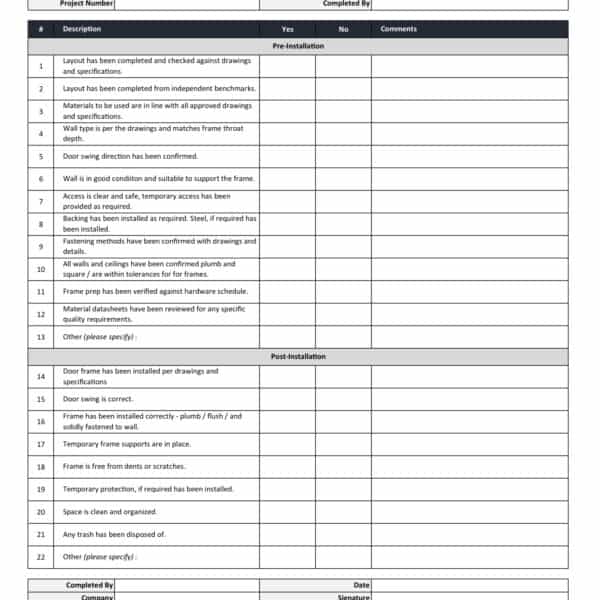QAQC Checklist - Door Frame Installation - Construction Files