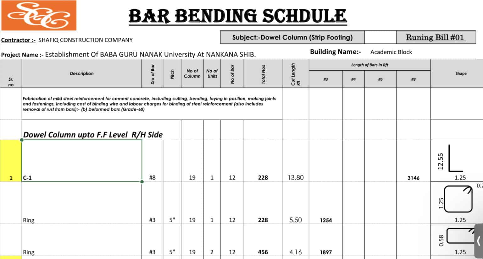 Bar Bending Schedules - Construction Files