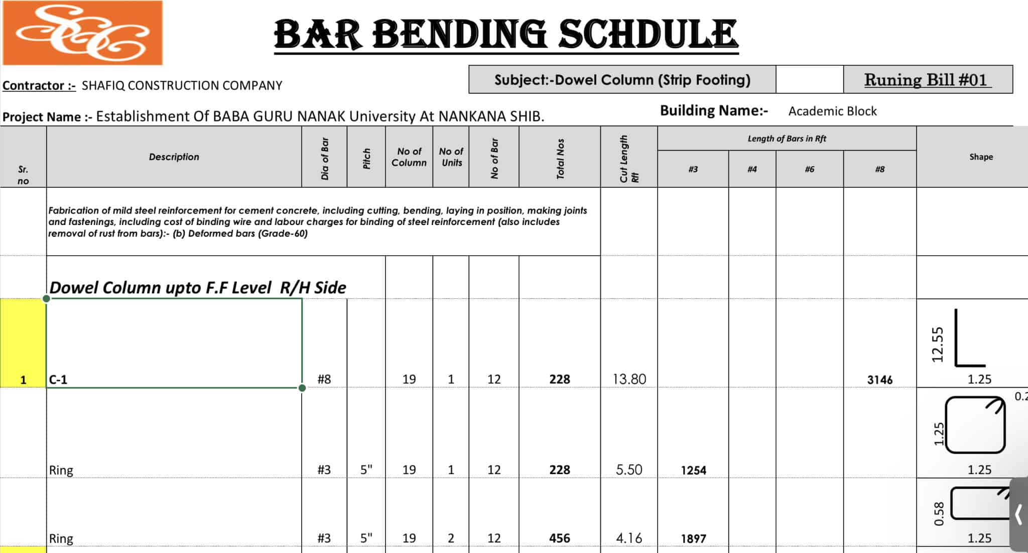 Bar Bending Schedules - Construction Files