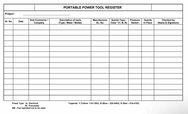 Portable Hand Tools Log - Construction Files