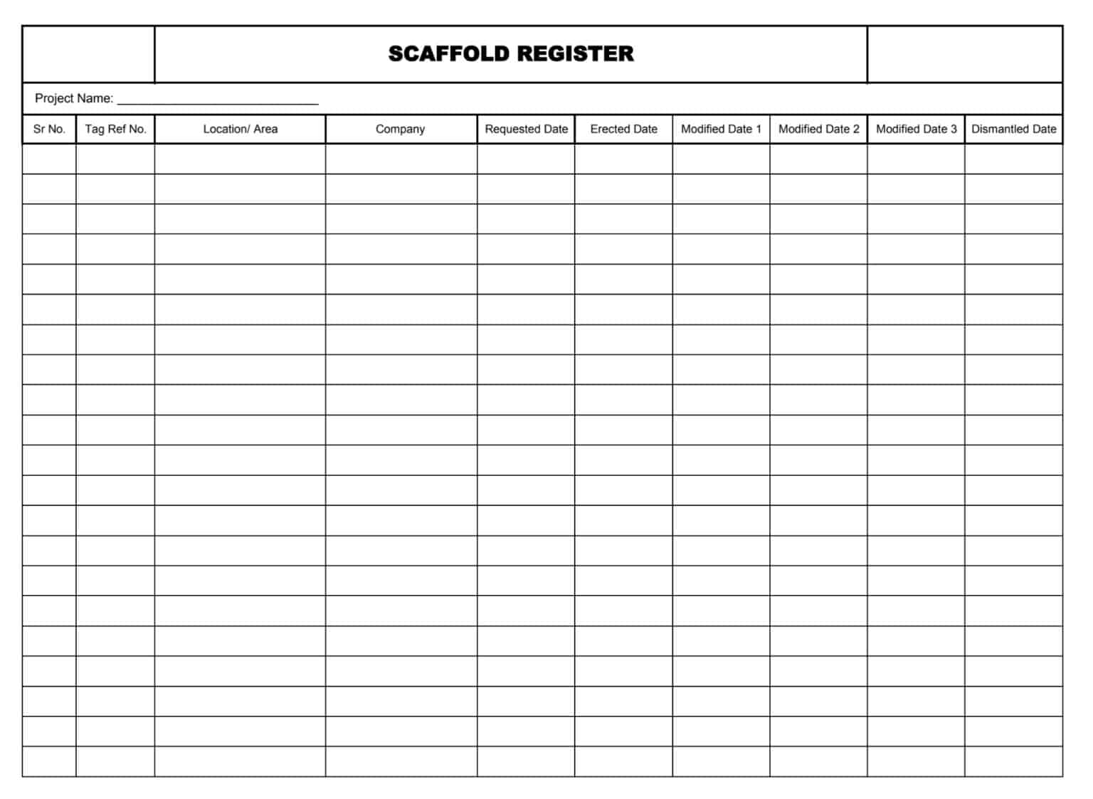 Scaffolding Tracking Log - Construction Files