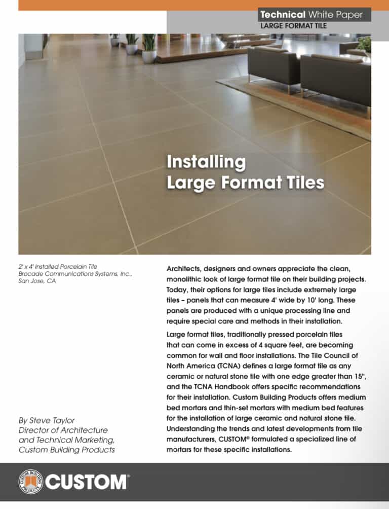 Design And Install Of Large Format Tiles - Construction Files