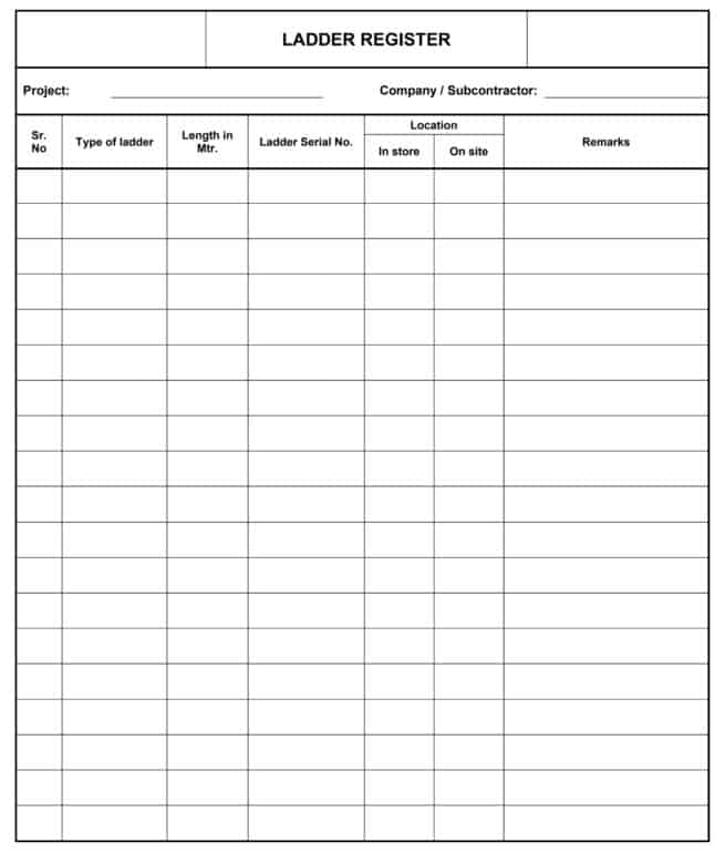 Ladder Tracking Log - Construction Files