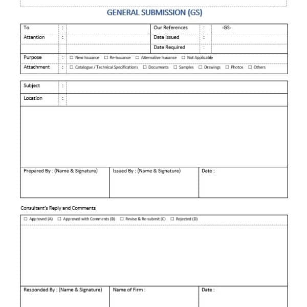 Submittal Cover Sheet - Construction Files