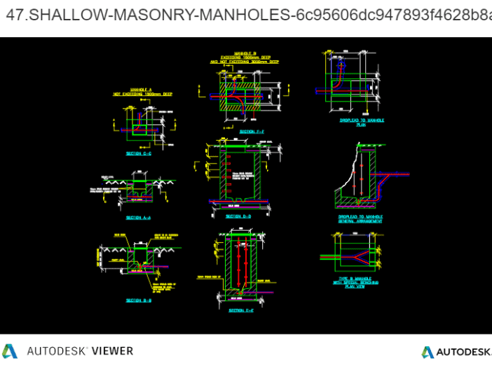 Shallow Masonry Manholes Drawing - Construction Files