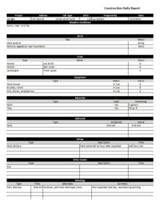 Construction Daily Report Template - Construction Files