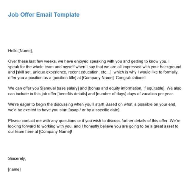 Job Offer Email Template - Construction Files