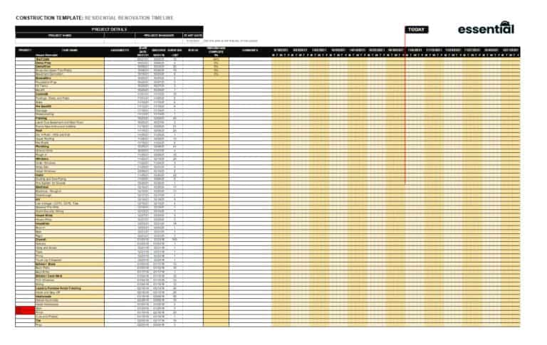 Residential Project Schedule Template - Construction Files