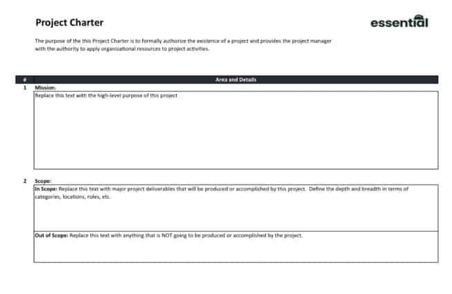 Construction Project Charter Template - Construction Files