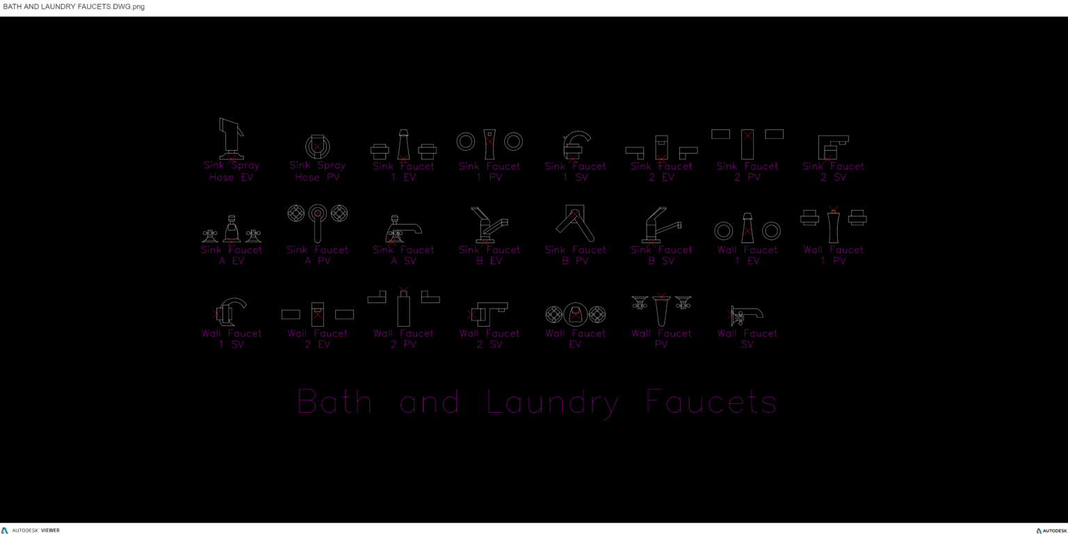 Washroom Faucets - Autocad Blocks - Construction Files