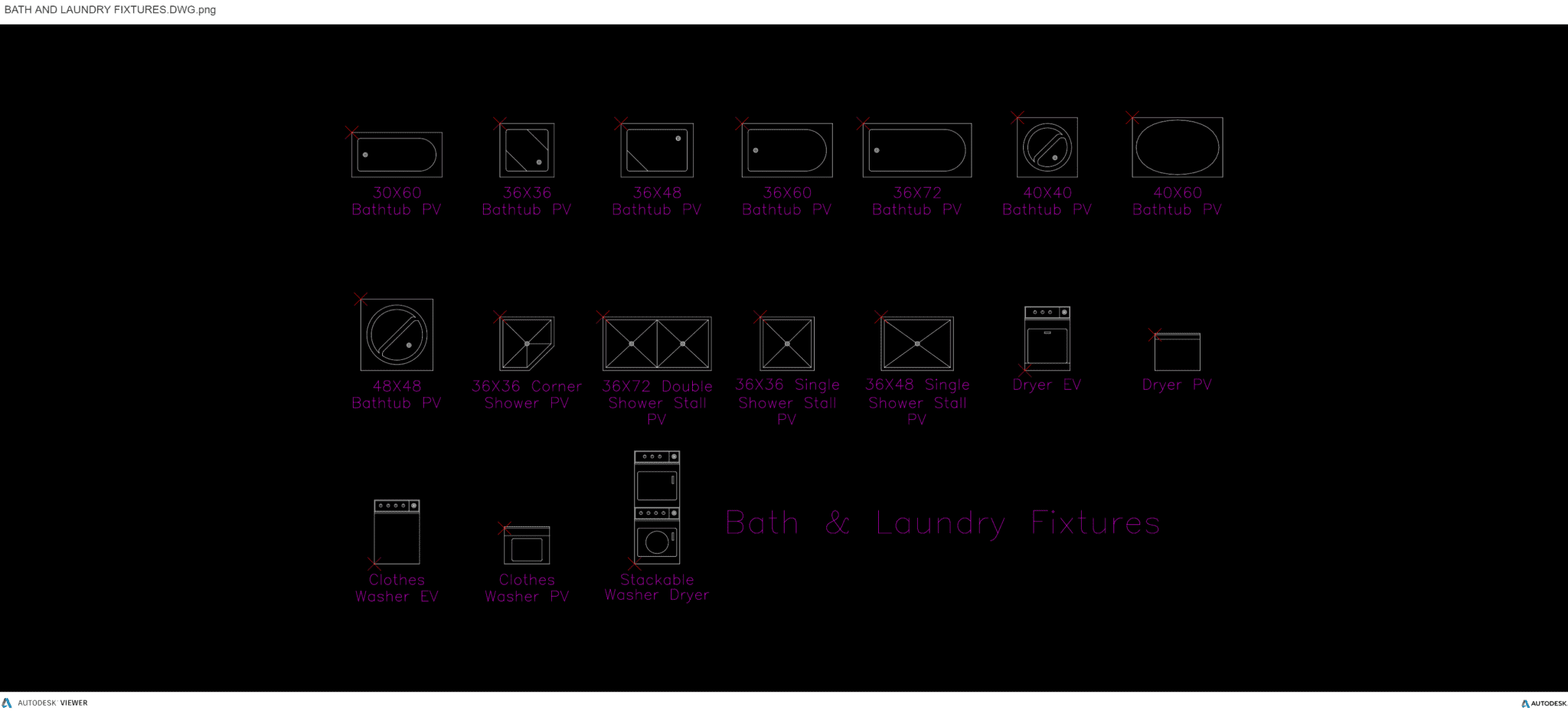 Washroom Fixtures - Autocad Blocks - Construction Files