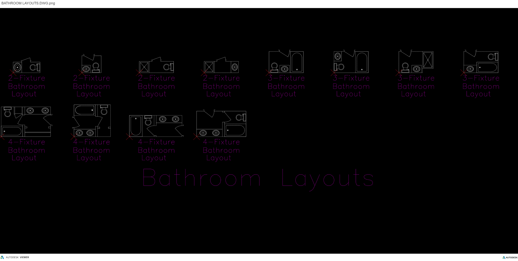 Washroom Layouts - Autocad Blocks - Construction Files