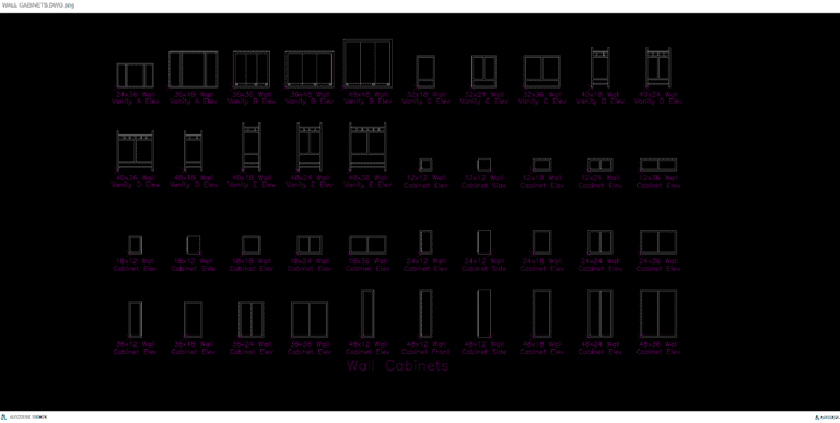 Washroom Wall Cabinets - Autocad Blocks - Construction Files