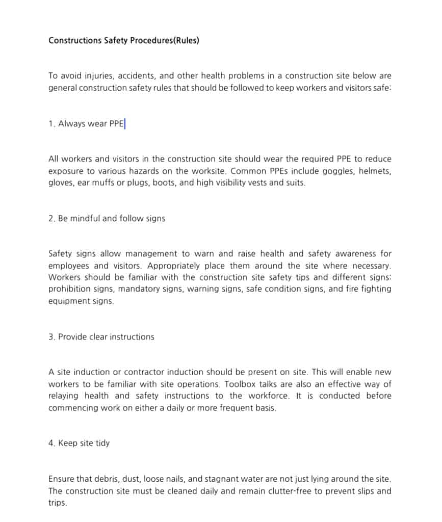 Construction Safety Rules - Construction Files