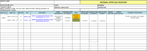 Material Approval Form - Register - Construction Files