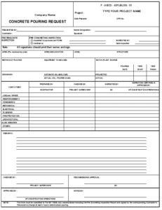 Construction Operations Forms - Request For Concrete Pouring ...