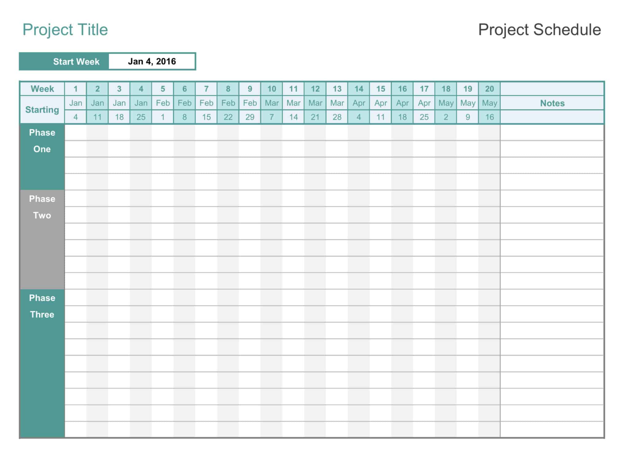 Project Schedule Excel Template - Construction Files