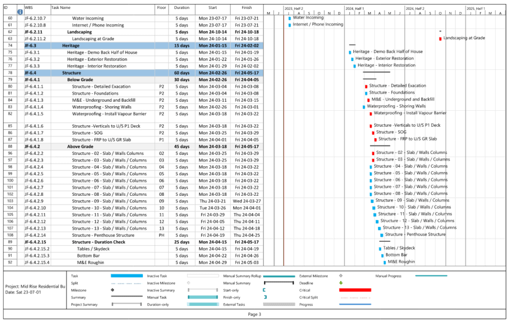 Construction Schedule - Mid Rise Residential Building - Construction Files