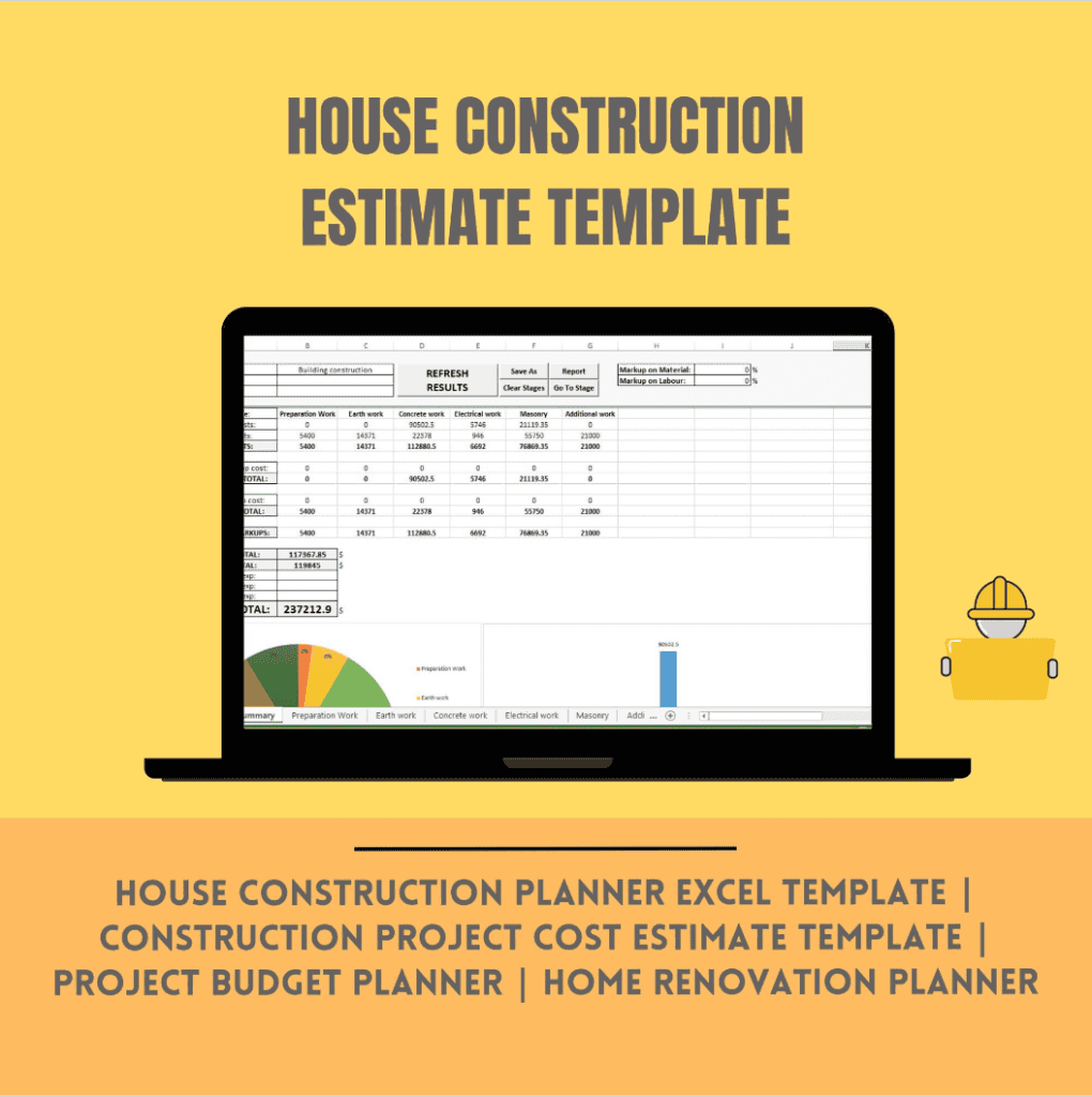 House Construction Cost Estimate Excel Template - Construction Files