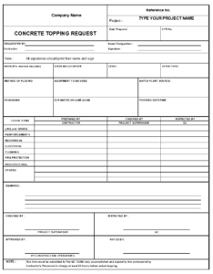 Request For Concrete Topping - Construction Files