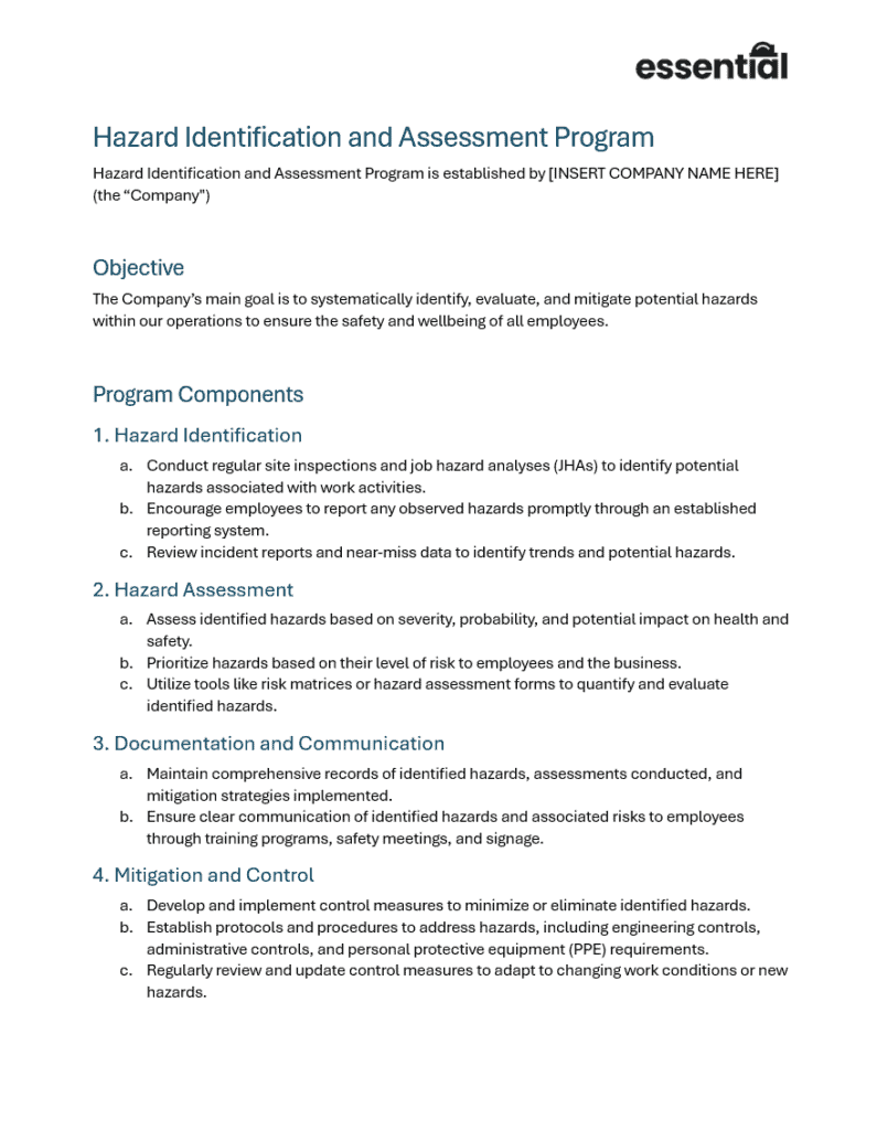 Hazard Identification And Assessment Program - Construction Files