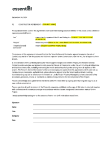 Transfer Of Prime Contractor Agreement - Construction Files