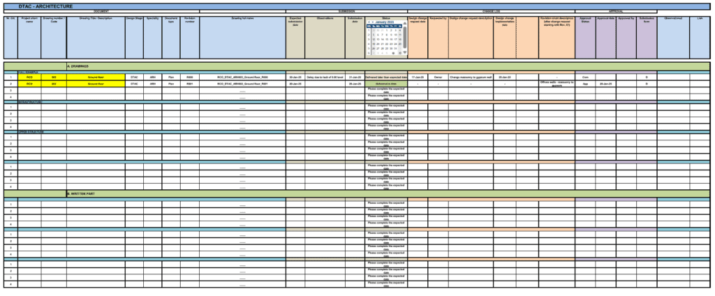 Drawing Register - Template - Construction Files